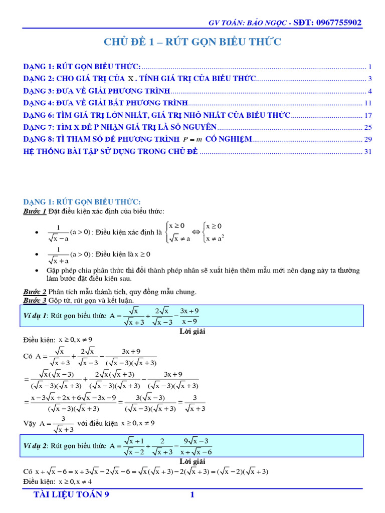 Chu de 1 Rut Gon Bieu Thuc | PDF