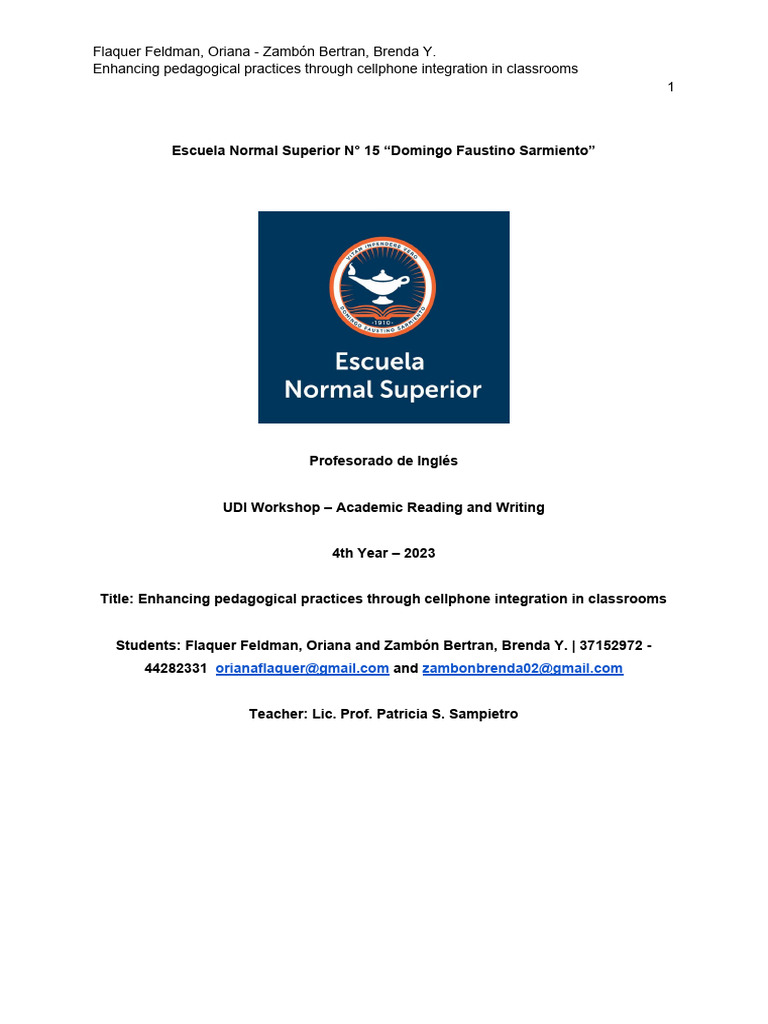 Udi Proposal and Abstract (Compulsory Assignment) | PDF | Teachers | Pedagogy