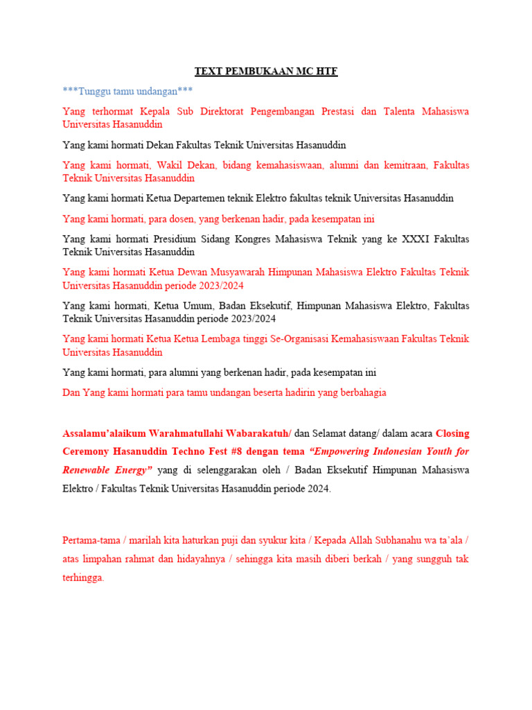 TEXT PENUTUPAN MC HTF #8 Newww | PDF