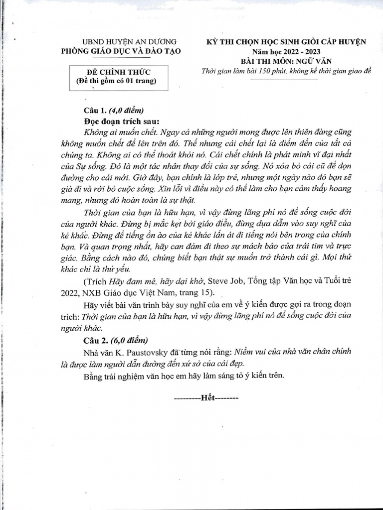 De Dapan HSGcaphuyen 2022.2023 | PDF