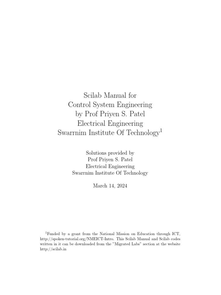 Scilab Control Systems Manual | PDF | Computing | Systems Analysis