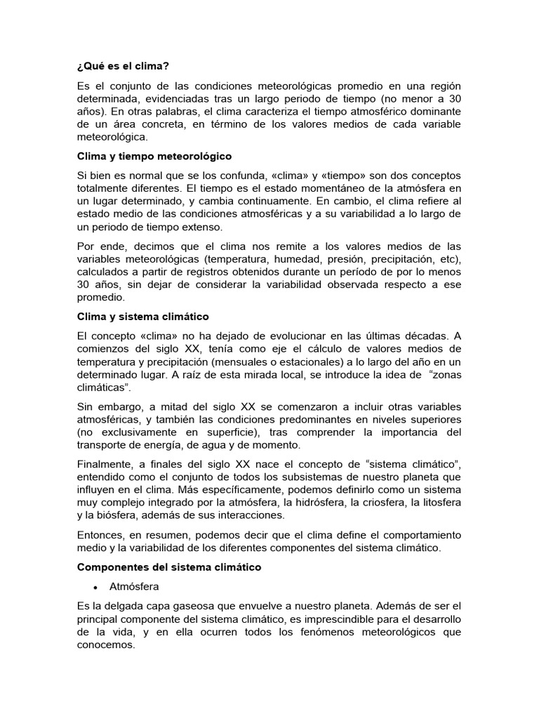 Definición y componentes del clima | PDF | Clima | Clima templado