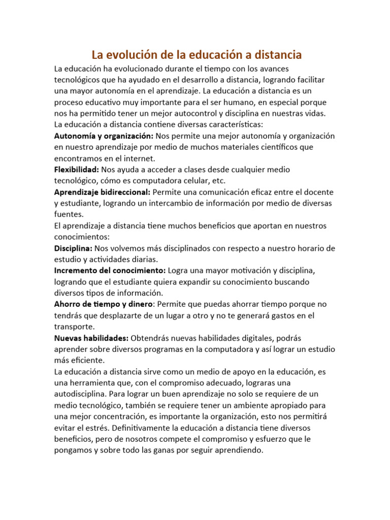 La Evolucion de La Educacion A Distancia | PDF | Educación a distancia | Inteligencia artificial