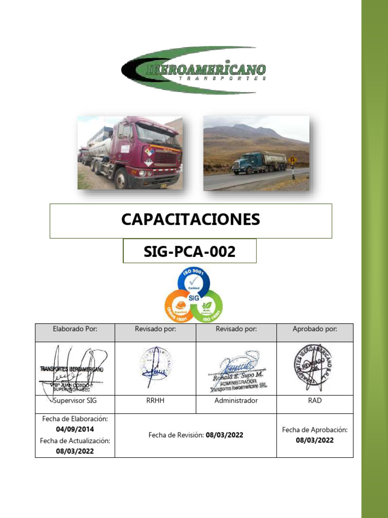 Sig-Pca-002 Capacitacion Rev. 6 | PDF | Creación de capacidad | Seguridad y salud ocupacional
