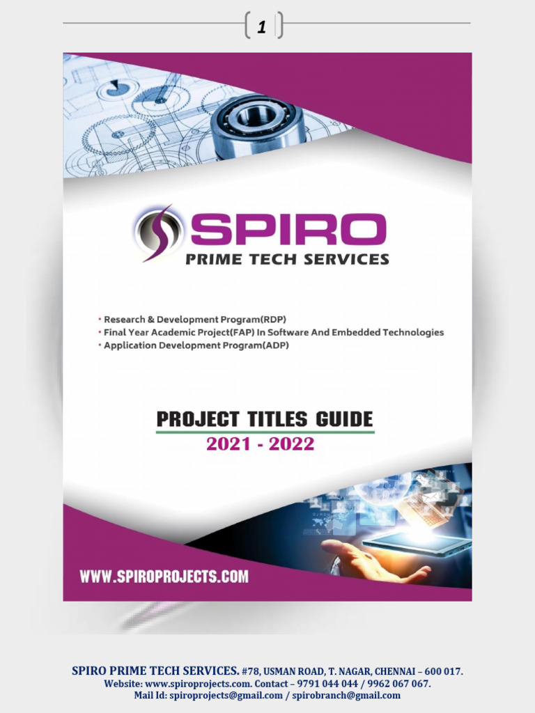 Spiro Project Titles 2021 2022 | Download Free PDF | Machine Learning | Deep Learning