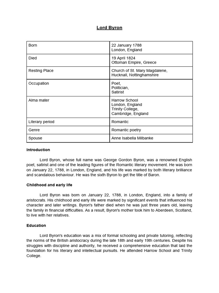 Lord Byron | PDF | Lord Byron