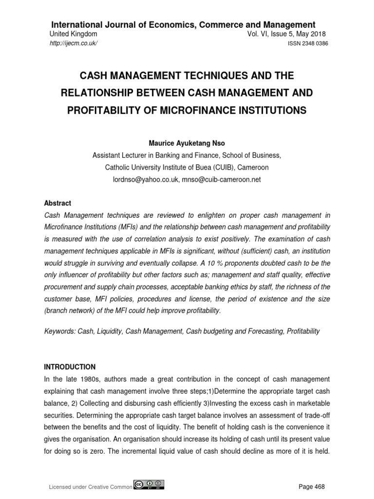 Cash Management | PDF | Microfinance | Banks