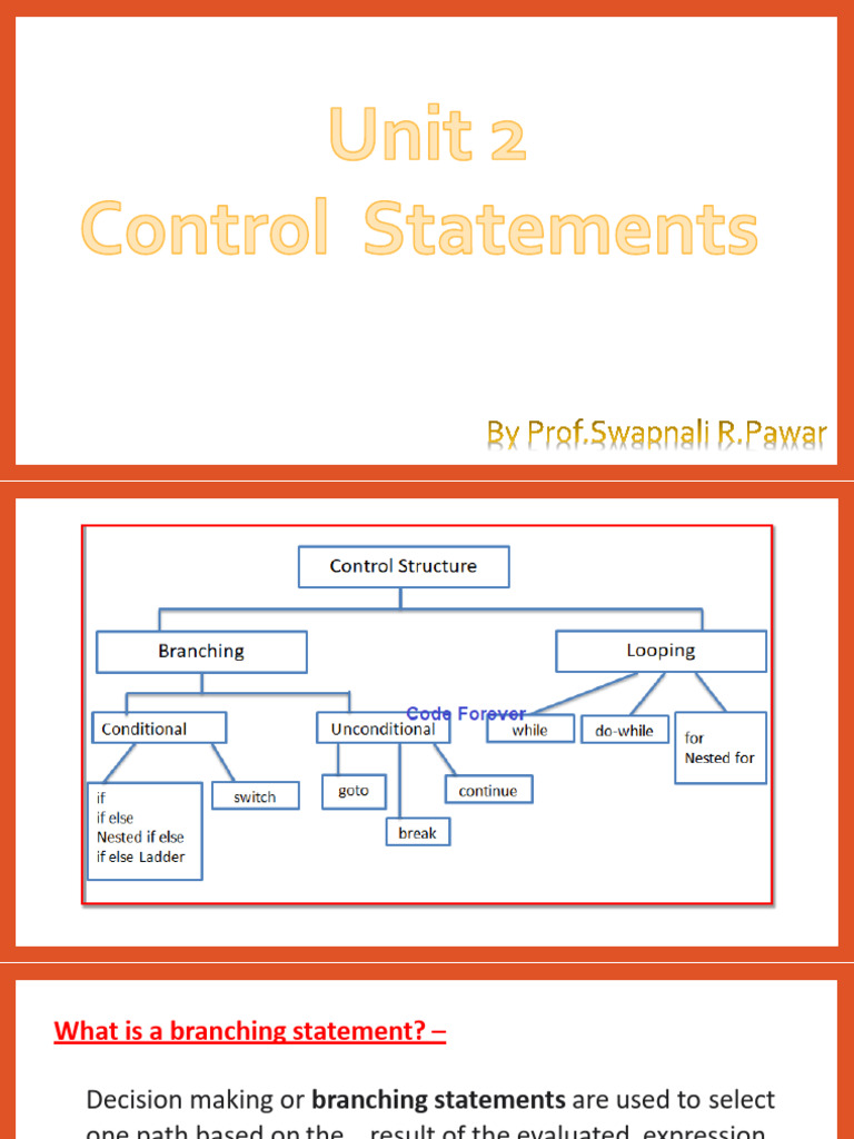 Unit2 Controlstmts1 Pdf Control Flow Computer Programming 