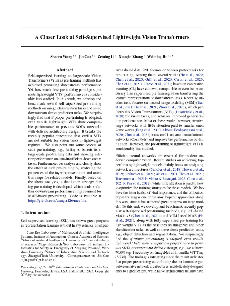 A Closer Look at Self-Supervised Lightweight Vision Transformers | PDF ...