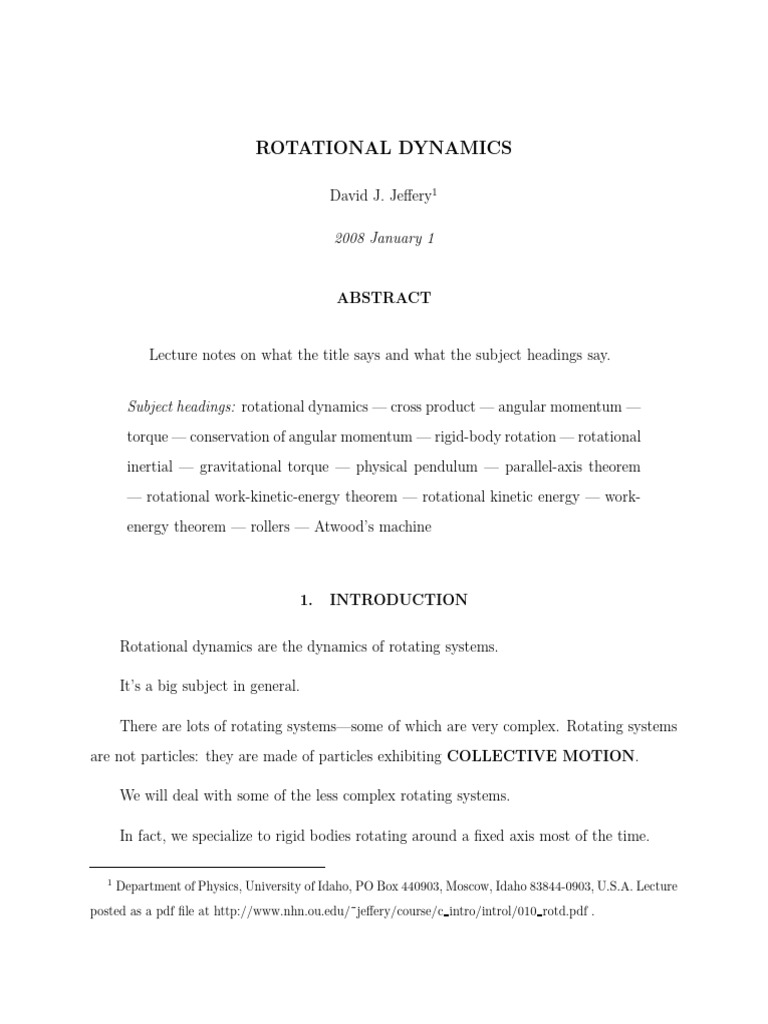 010 - Rotdatu9 H | PDF | Rotation Around A Fixed Axis | Angular Momentum