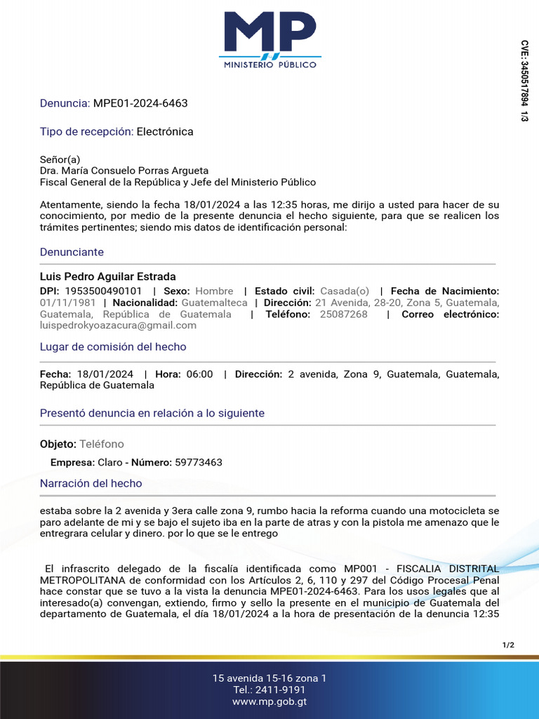 Denuncia MP | PDF | Guatemala