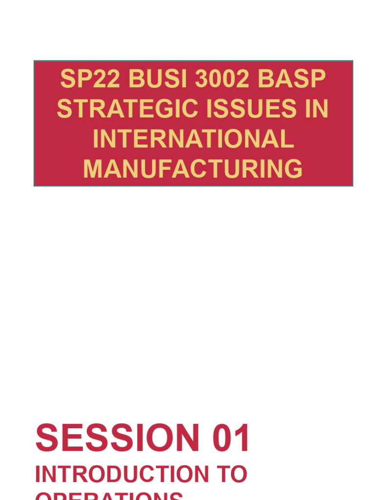 W01-01 Presentation & Introduction | PDF | Scheduling (Production Processes) | Business