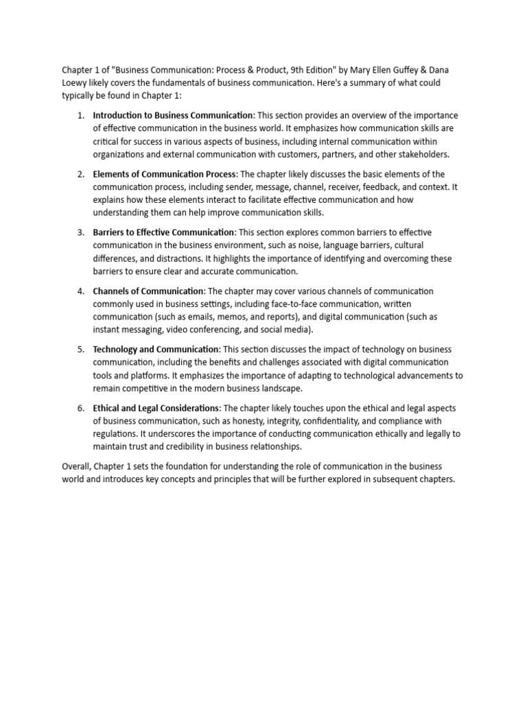 Summary of Chapter 1, 3of | PDF | Communication | Memorandum