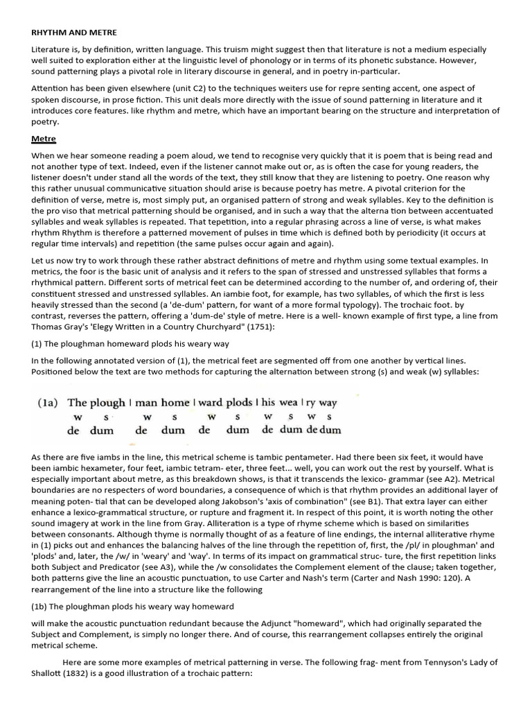 RHYTHM-AND-METRE-text | PDF | Metre (Poetry) | Poetry
