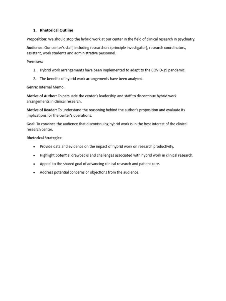 Rhetorical Outline | PDF | Health Care | Business