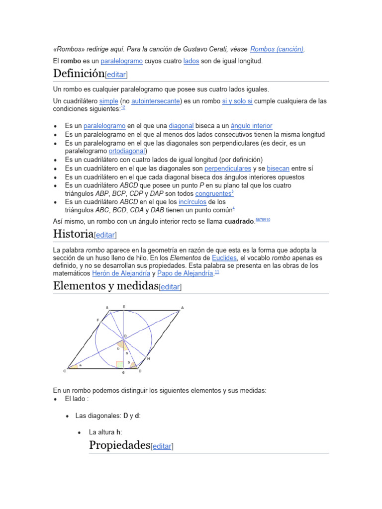 ROMBO | PDF | Geometría Elemental | Geometría euclidiana