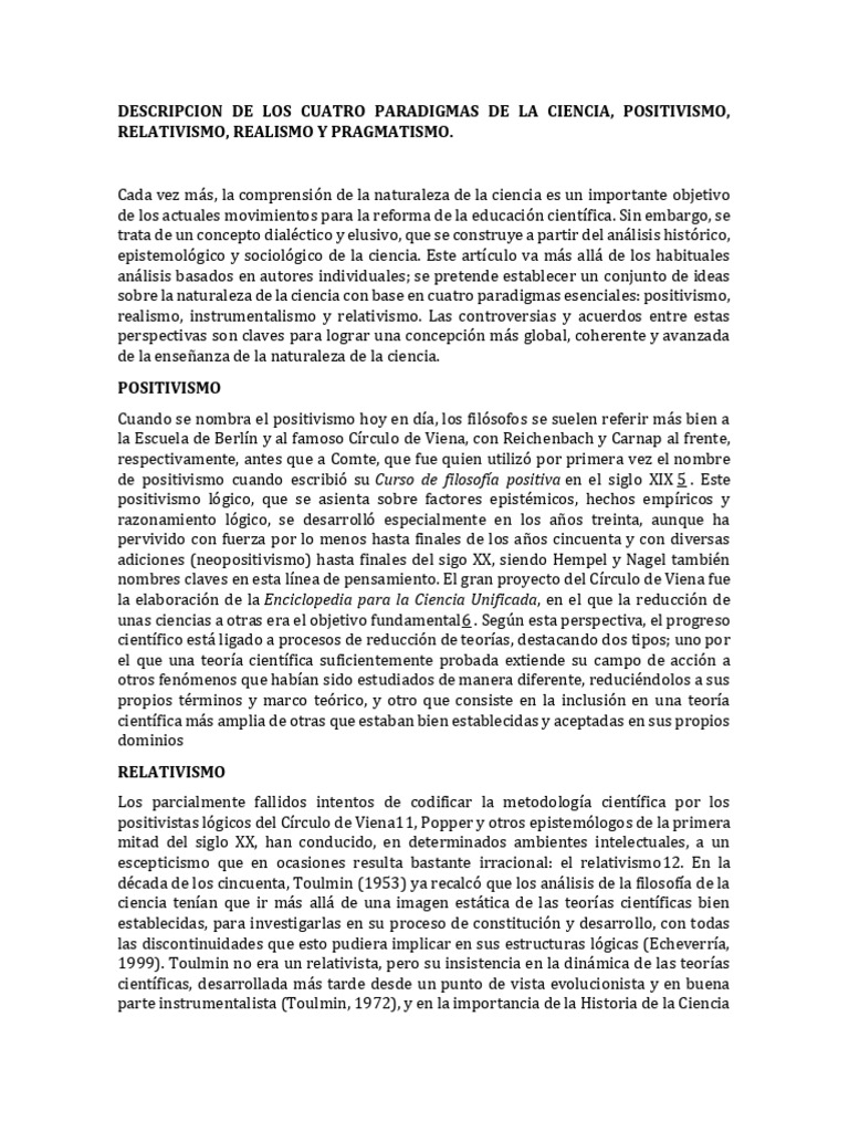 Descripcion de Los Cuatro Paradigmas de La Ciencia | PDF | Realismo ...