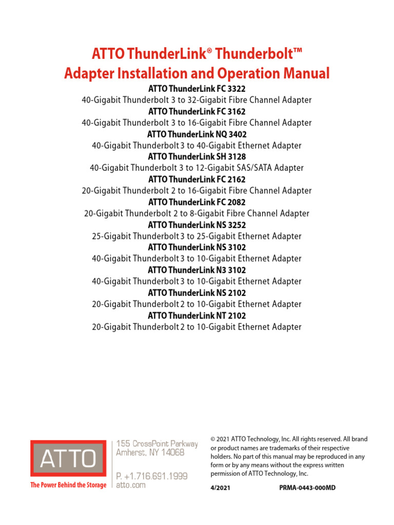 ATTO ThunderLink Instal and Operation Manual | PDF | Bios | Booting