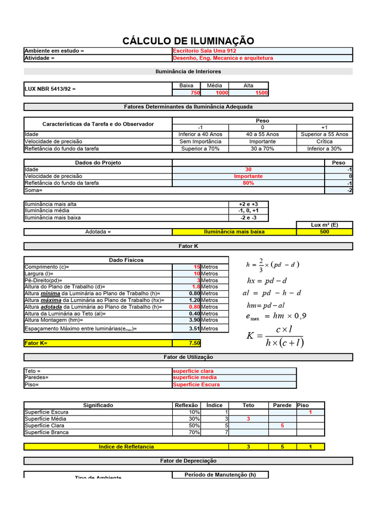 Calculo Luminotecnico | PDF
