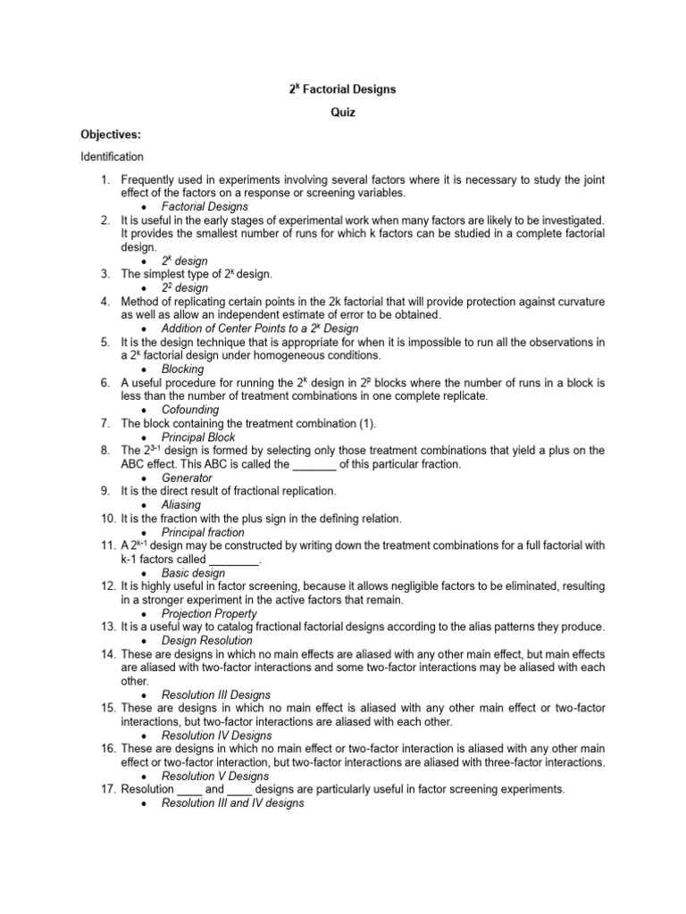 Bernas Stephanie M 2k Factorial Design Pdf Applied Mathematics