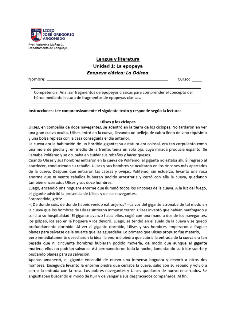 Ulises y Polifemo: Epopeya Clásica | PDF | Odiseo
