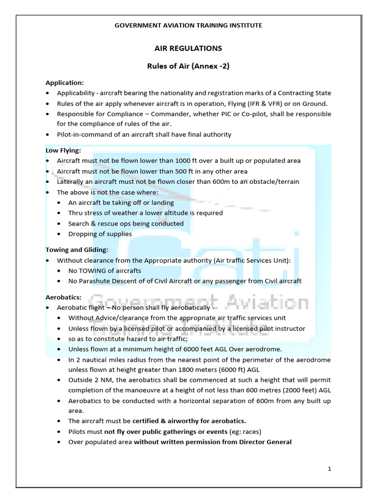 Rules of Air - Air Regs - GATI-3 | PDF | Visual Flight Rules ...