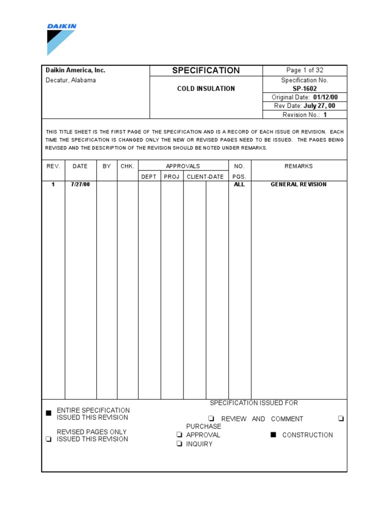ENG STD 1602 Cold Insul | PDF | Specification (Technical Standard ...