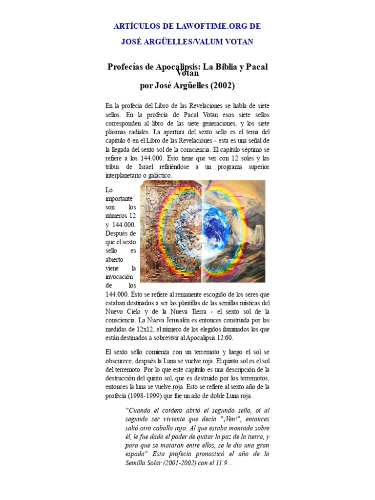 Profecías de Pacal Votan y el Apocalipsis | PDF | Libro de revelación ...