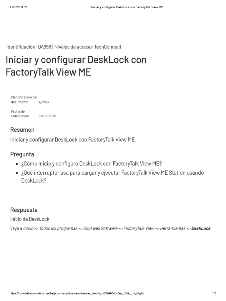 Iniciar y Configurar DeskLock Con FactoryTalk View ME | PDF | Ingeniería Informática | Software ...
