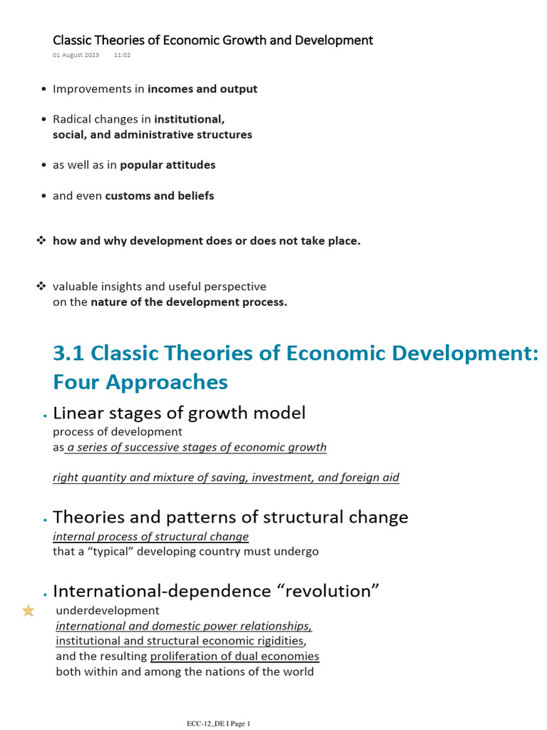 Classic Theories of Economic Growth and Development - I | PDF ...