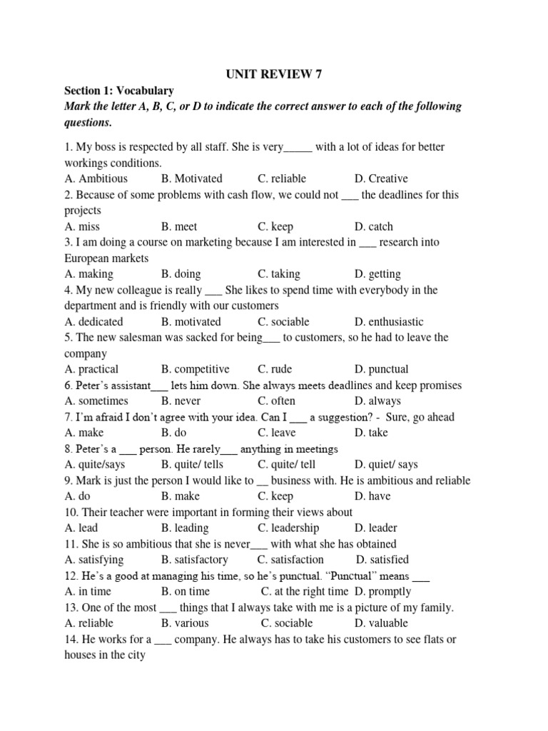 Supplementary - UNIT REVIEW 7-9 - ENGLISH 3 | PDF | Starbucks | Massage