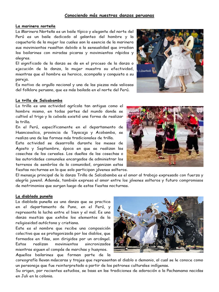 Danzas Representativas Del Perú Pdf Bailes Las Artes Escénicas