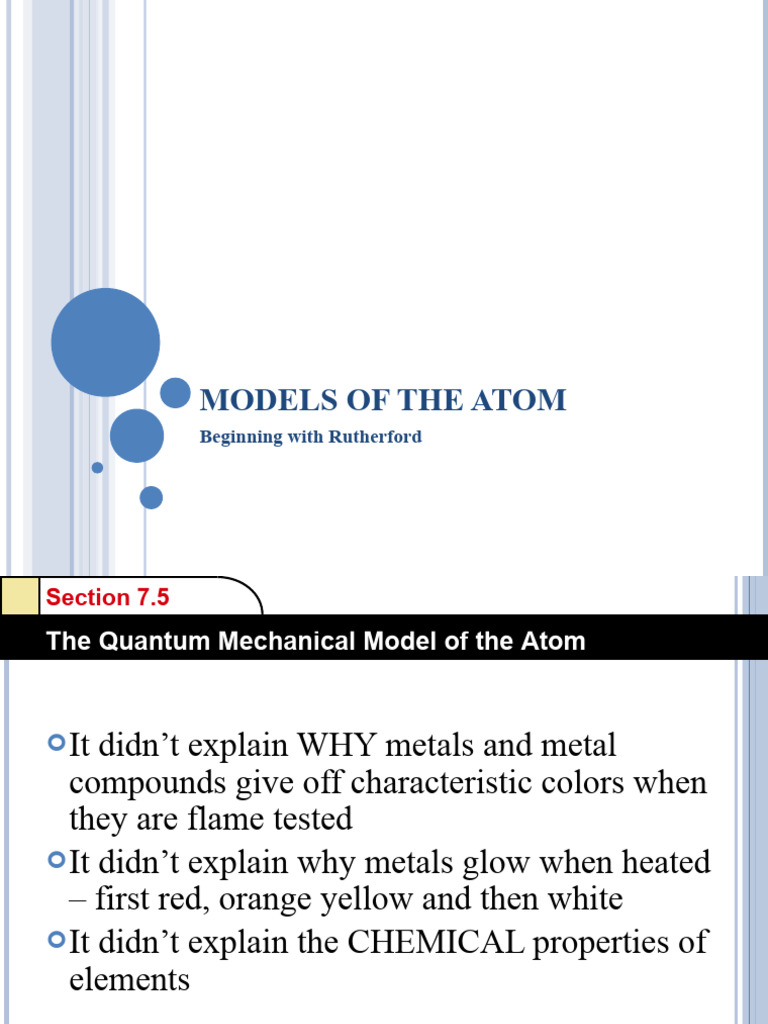 Quantum Mechanical Model of Atoms | PDF | Atomic Orbital | Energy Level