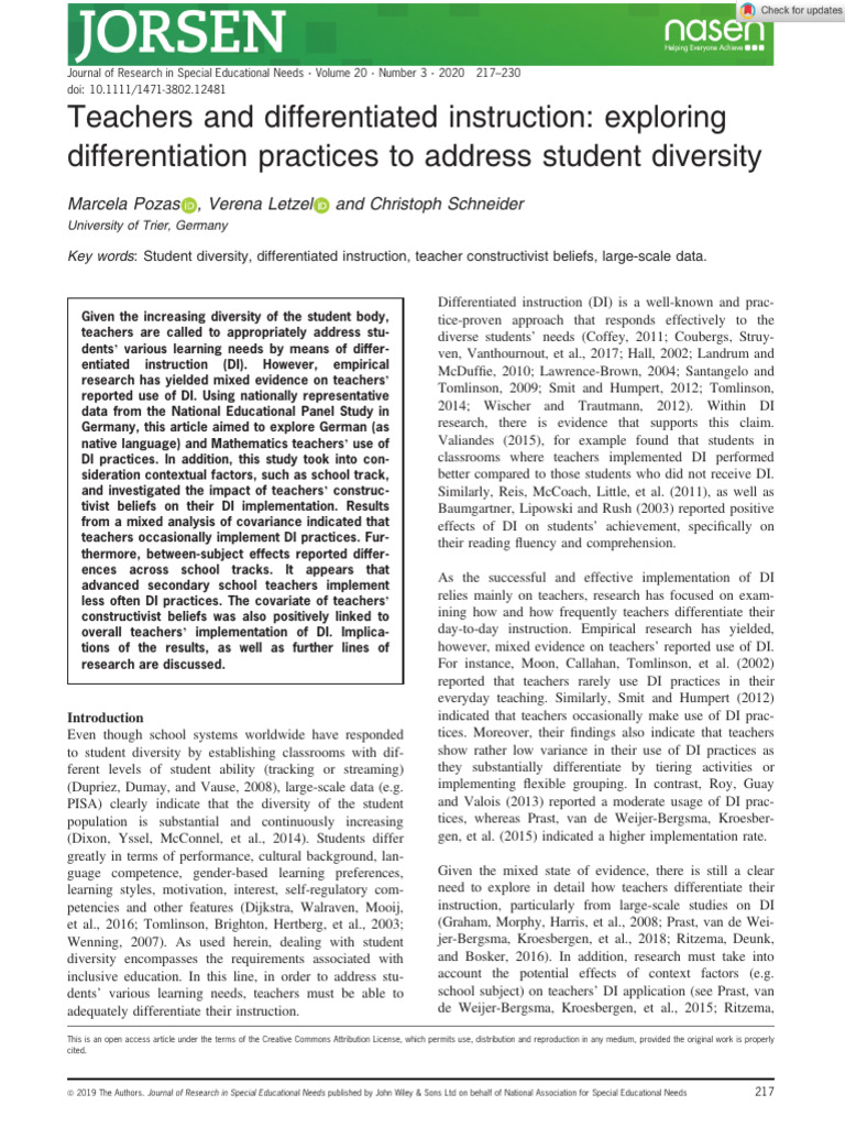 Pozas, Letzel _ Schneider, 2020_Teachers and Differentiated Instruction_ Exploring ...