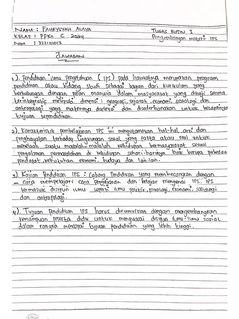 Tugas Rutin 1 Pengembangan Materi IPS | PDF