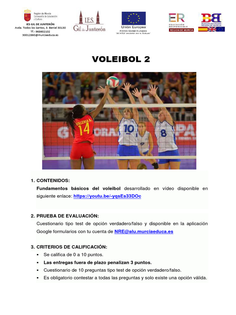 Evaluación Voleibol 2 22-23 | PDF