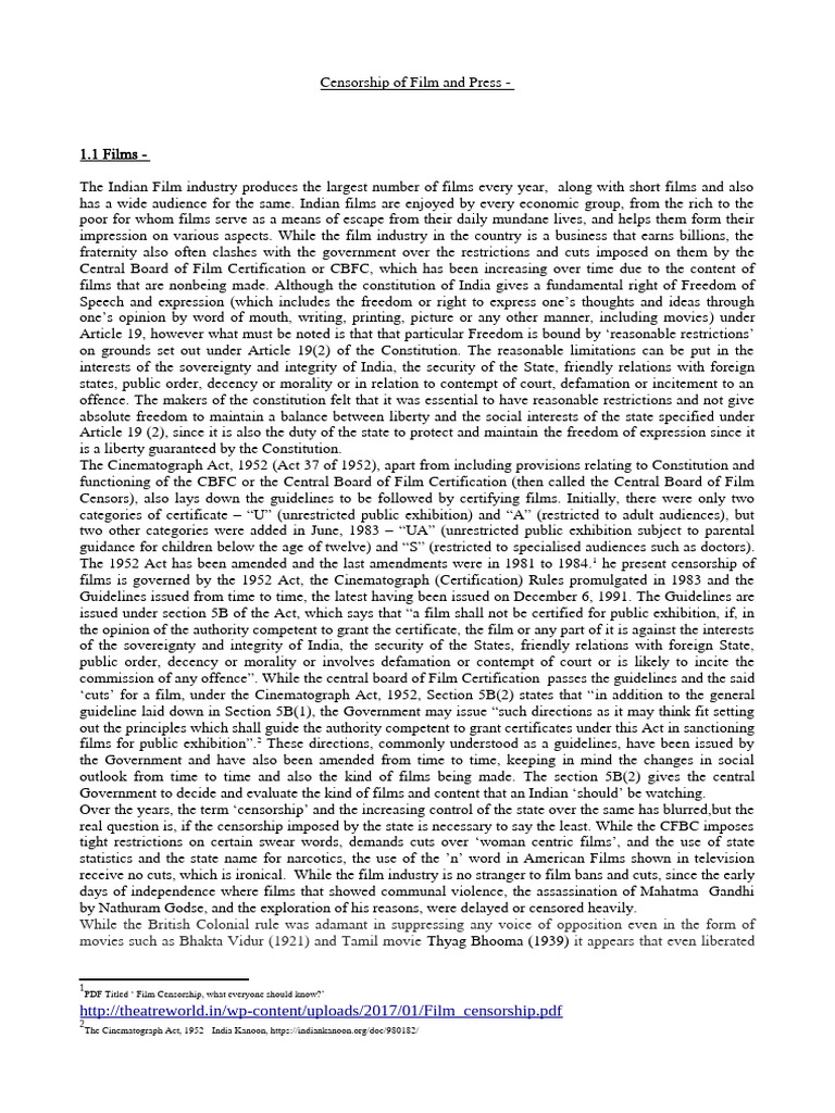 Censorship of Film & Press New | PDF | Censorship | Justice