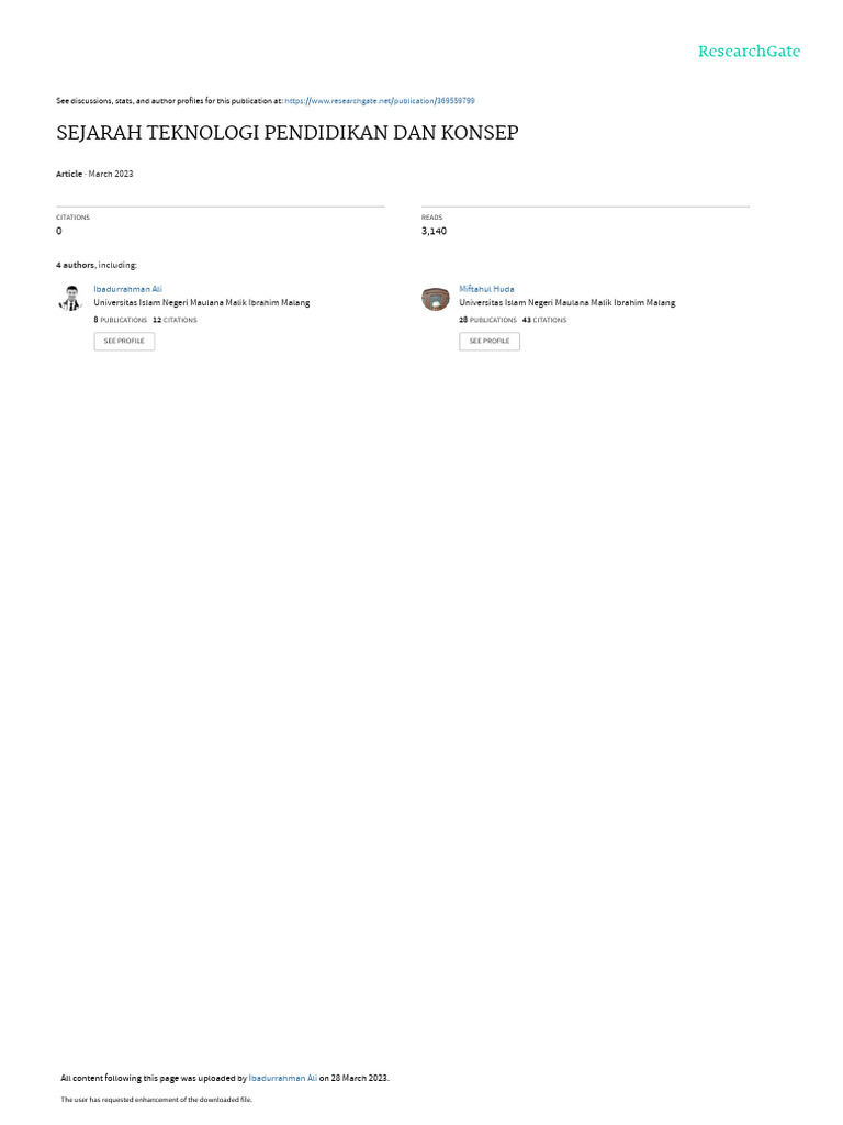 Sejarah Teknologi Pendidikan Dan Konsep | PDF | Sejarah