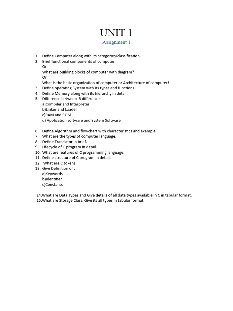 C - Assignment 1 | PDF