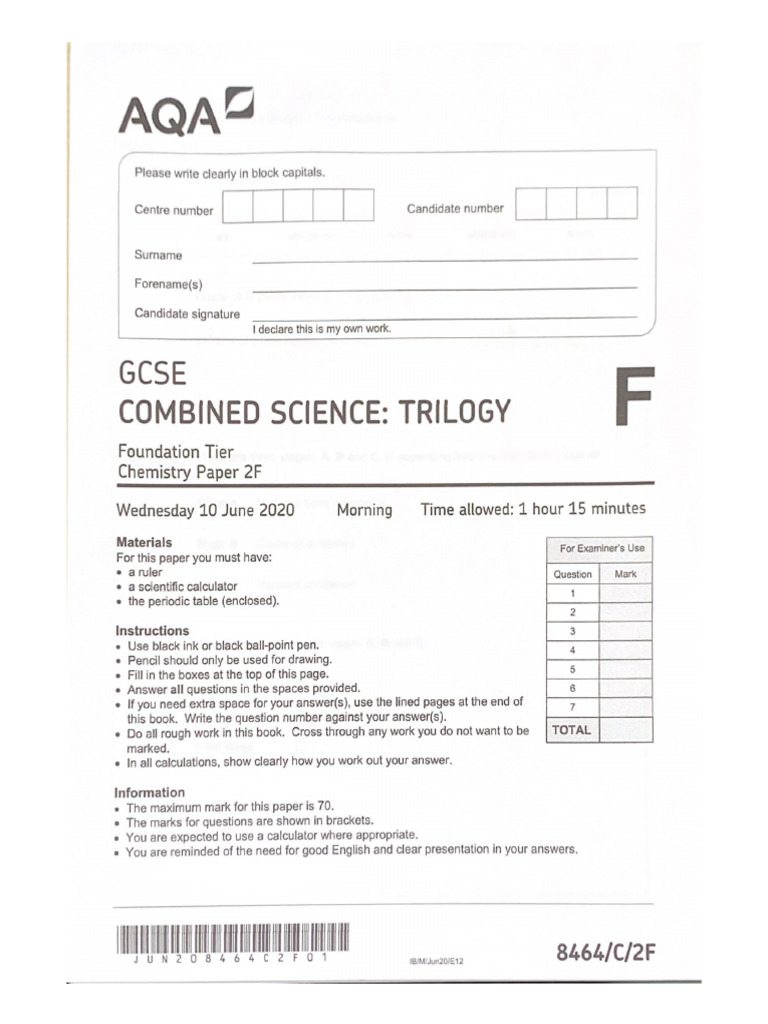 AQA-GCSE-Combined-Science-Chemistry-Paper-2F-Model-Solutions | PDF