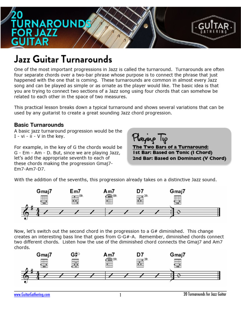 Jazz Turnarounds PDF | PDF | Chord (Music) | Elements Of Music