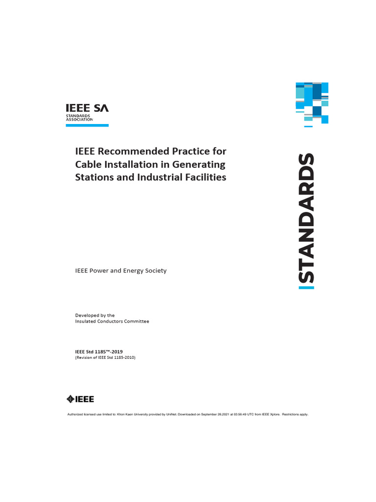 IEEE 1185-2019 Practice For Cable Installation in Generating Stations ...