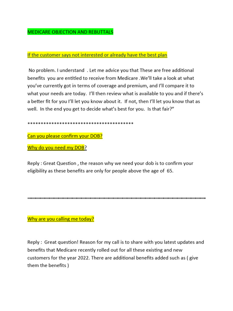 Medicare Objection and Rebuttals 2022 | PDF | Medicare (United States ...