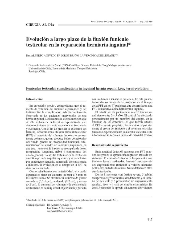 Evolucion A Largo Plazo de La Fluxion Funiculo Tes | PDF | Enfermedades ...