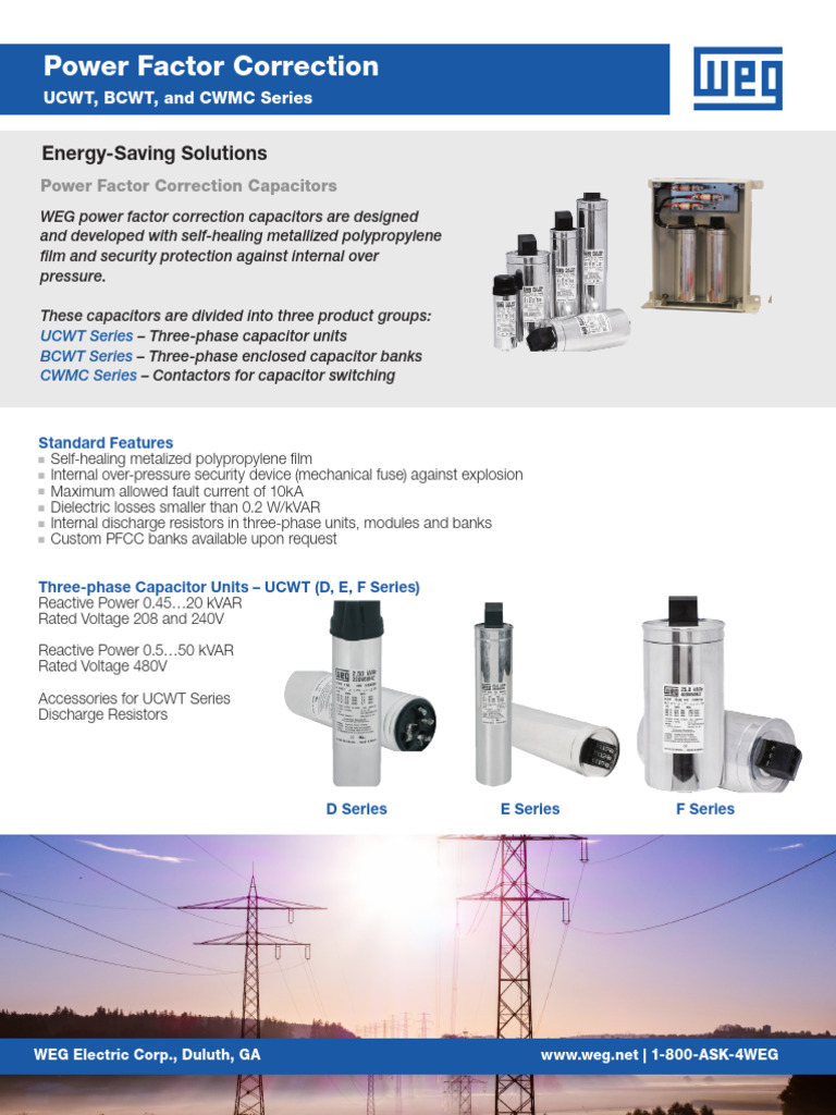 WEG Power Factor Correction Flyer 50098642 en | PDF | Capacitor | Equipment