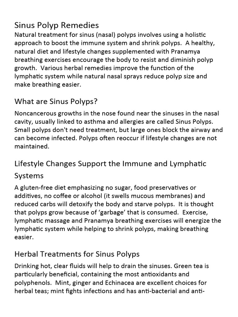 Sinus Polyp Remedies | PDF | Human Nose | Corticosteroid