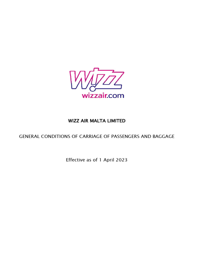 Wizz Air Malta: Carriage Terms | PDF | Fee | Payments