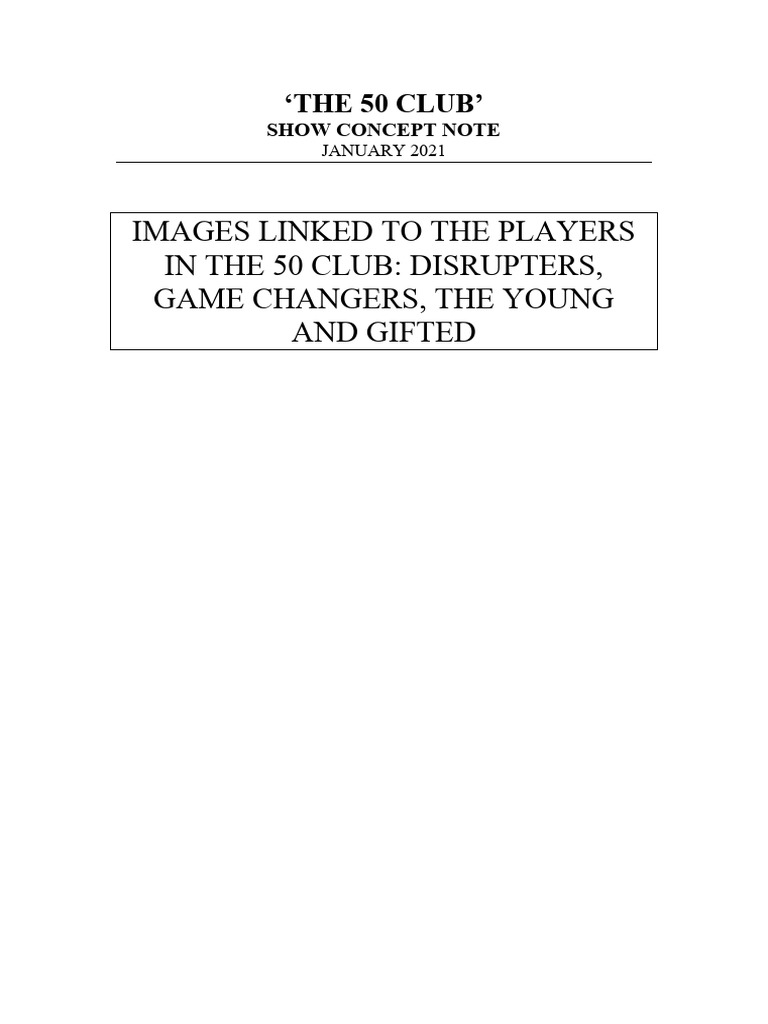 THE 50 CLUB CONCEPT NOTE | PDF