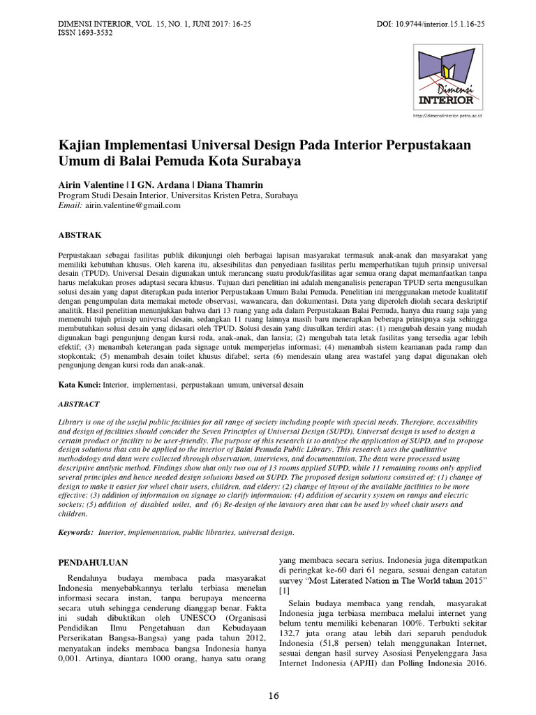 Kajian Implementasi Universal Design Pada Interior Perpustakaan Di ...