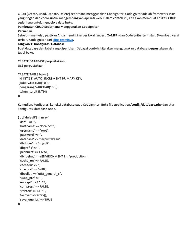 CRUD (Create, Read, Update, Delete) Sederhana Menggunakan CodeIgniter | PDF | Karier ...
